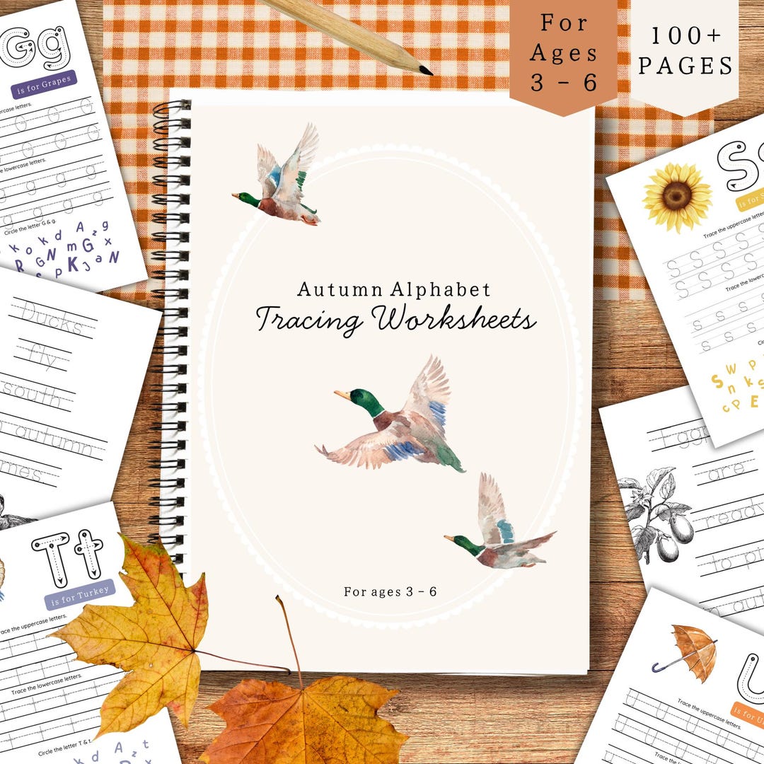 Autumn Alphabet Tracing Worksheets: Fall Preschool Activities (PDF) - Etsy