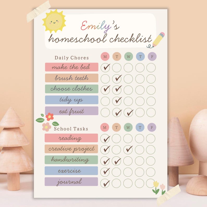 Editable Daily Chores & Homeschool Routine Chart Printable Checklist ...