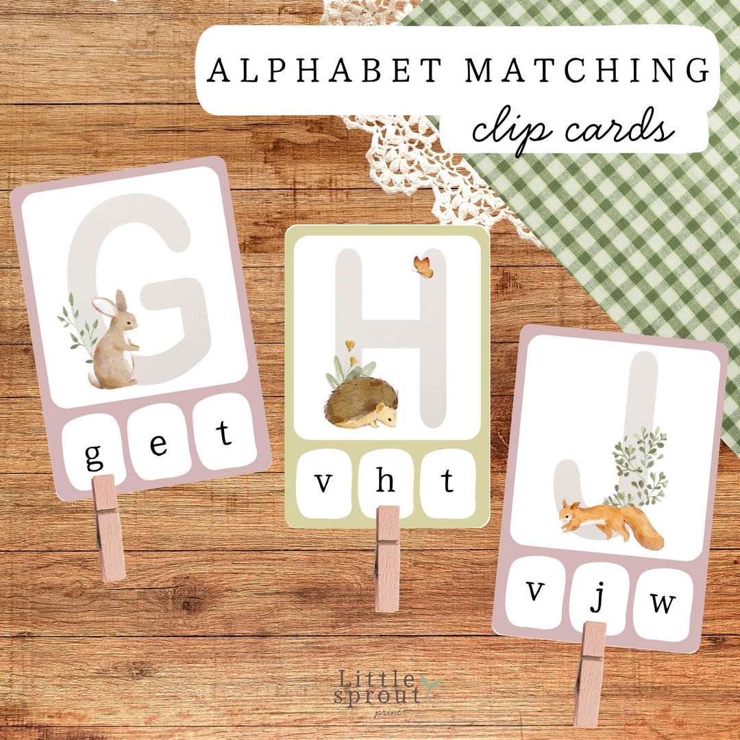 Alphabet Matching Upper & Lowercase Letters Clip Cards Printable ...