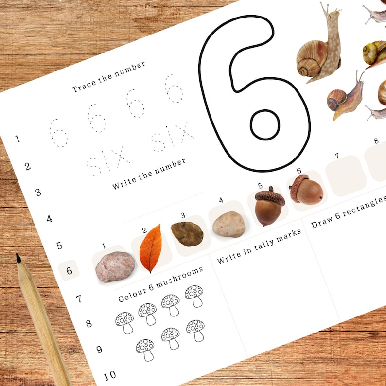 Nature Number Mats 1–10 Printable | Montessori Math | Waldorf Preschool ...