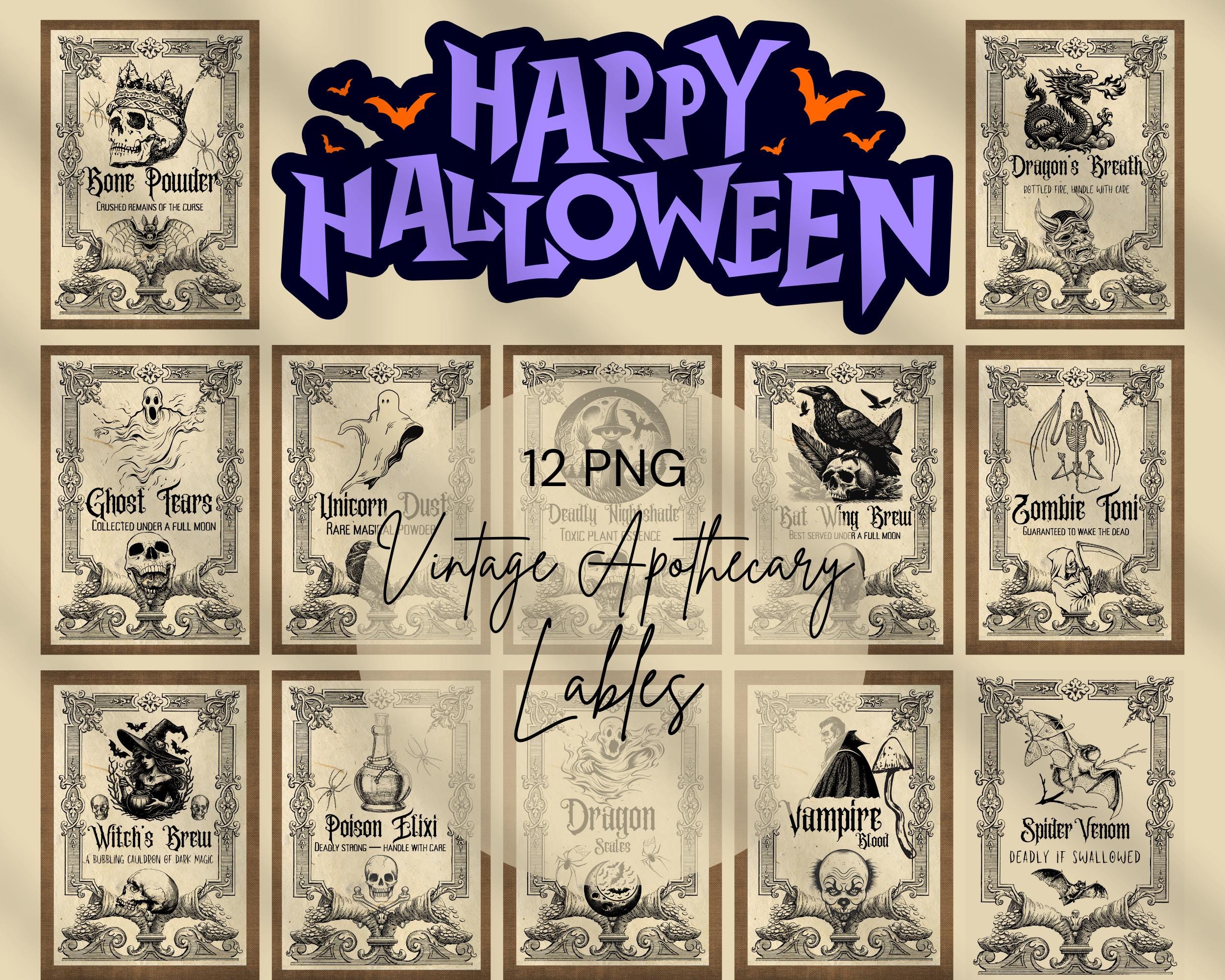 12 Printable Vintage Apothecary Potion Labels | Witch Potion Bottle ...