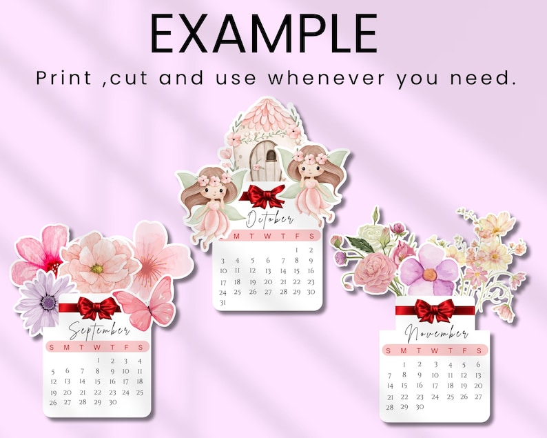 2026 Floral Desk Calendar Printable | 12-month Watercolor Flower ...
