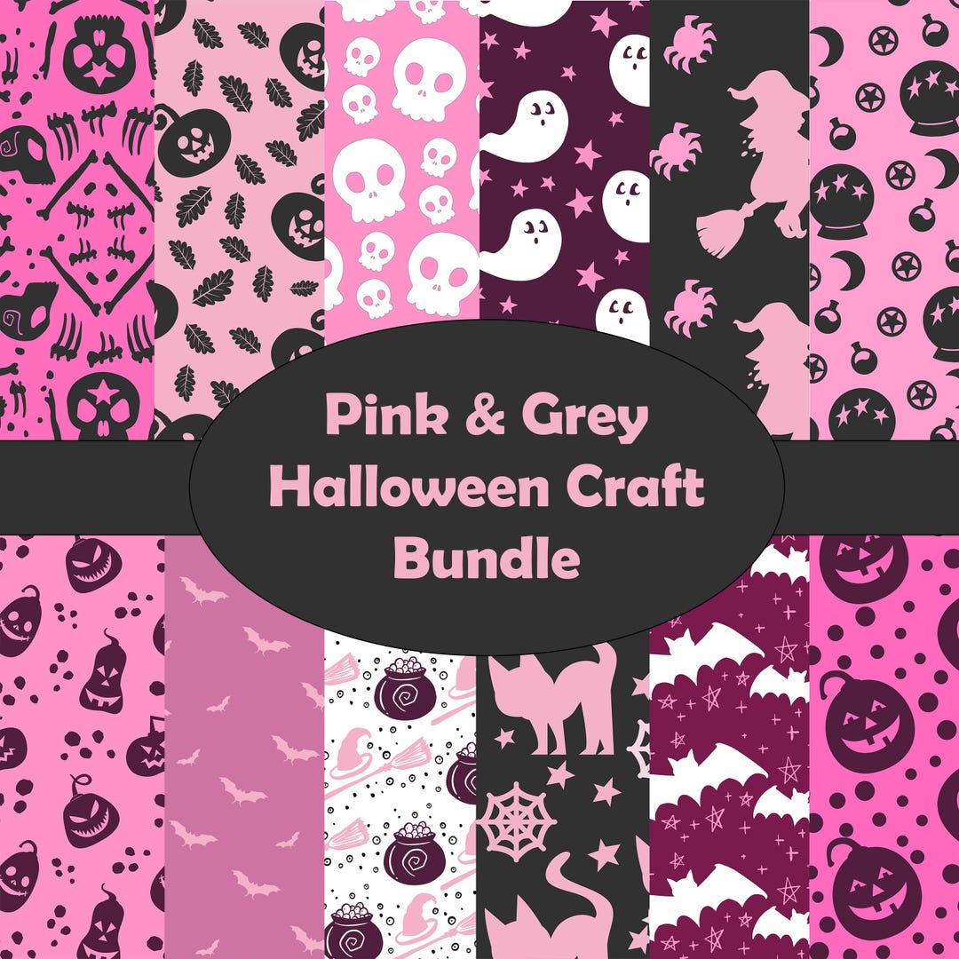 Pink Halloween Digital Paper Pack | Cute Spooky Scrapbook and Craft ...