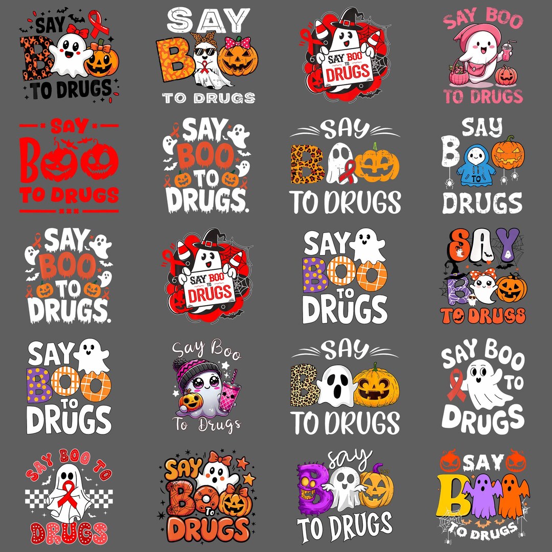 Say Boo to Drugs PNG, Funny Halloween Anti Drug Sublimation, Cute Ghost ...