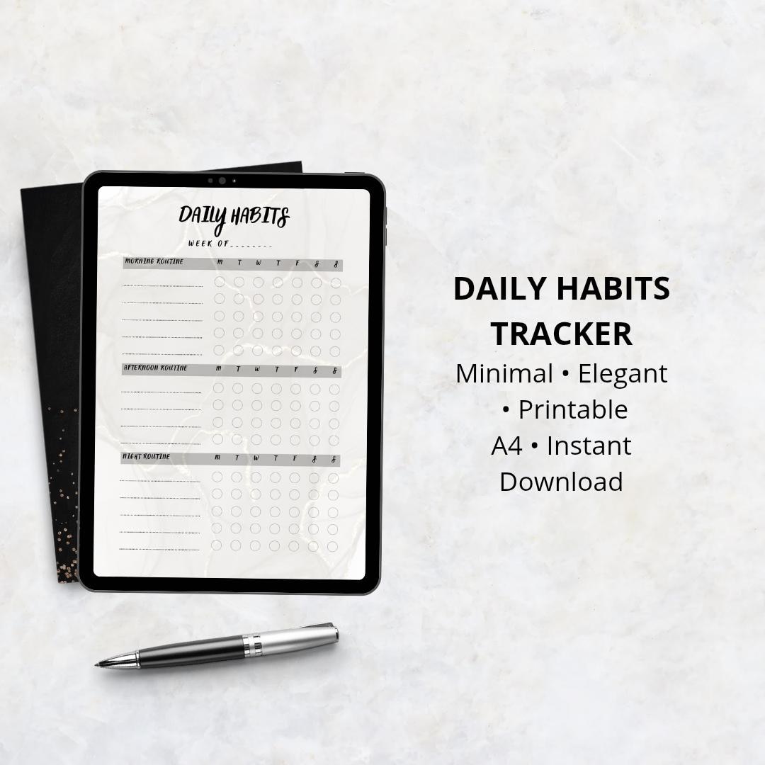 Daily Habits Tracker Printable A4 | Morning Afternoon Night Routine ...