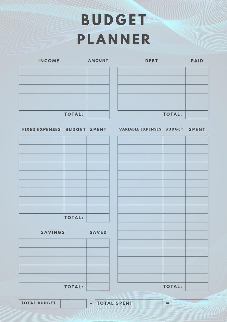 Budget Planner Printable A4 | Monthly Budget Tracker | Income Expense ...