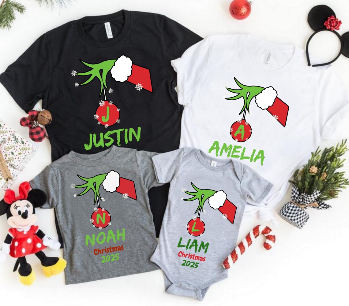 Personalized Grinch Matching Family Shirts, Custom Family Christmas ...