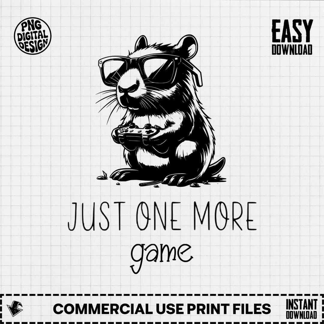 Gamer Capybara PNG, Funny Gaming Digital Art, Just One More Game, Geeky ...