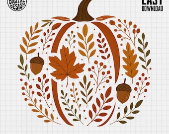 Autumn Pumpkin & Leaf Clipart Pack | Fall Acorns, Leaves and Pumpkins ...