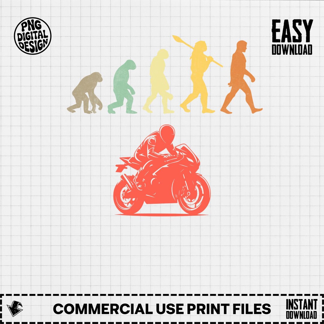 Evolution of Biker Digital PNG, Funny Motorbike Design, Man to Rider ...