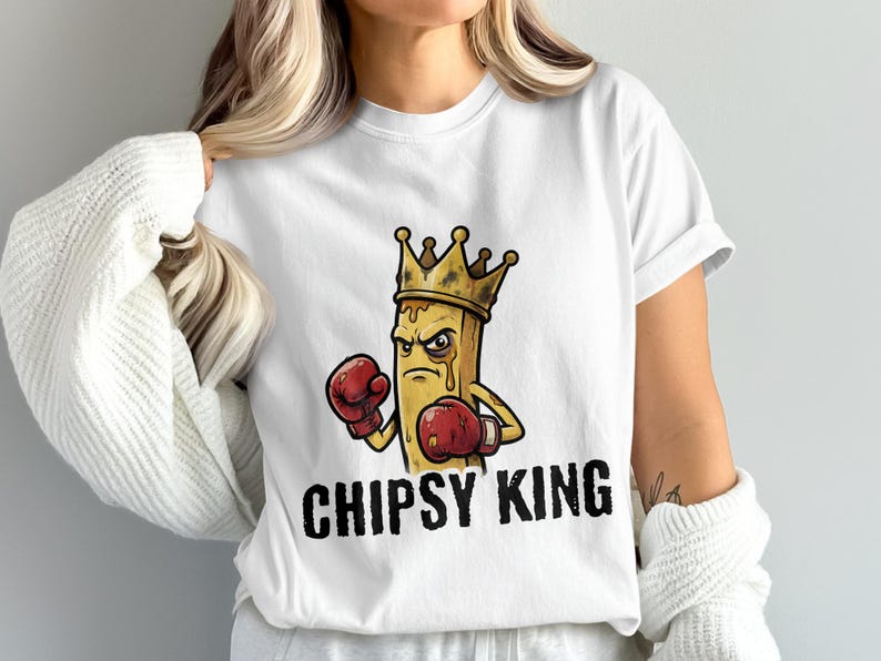 Chip King Digital File, Printable PNG, Cartoon Food Art, Funny Fighter ...