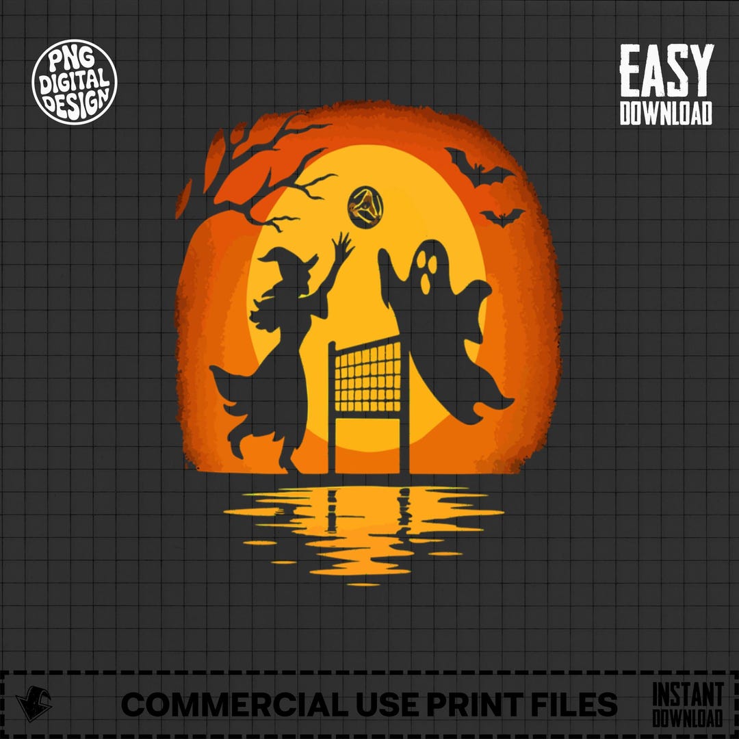 Halloween Volleyball Digital PNG, Witch Ghost Bats, Spooky Season ...