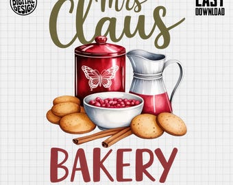 Mrs. Claus' Bakery Christmas Clipart Set - Hand Drawn Digital Clipart ...