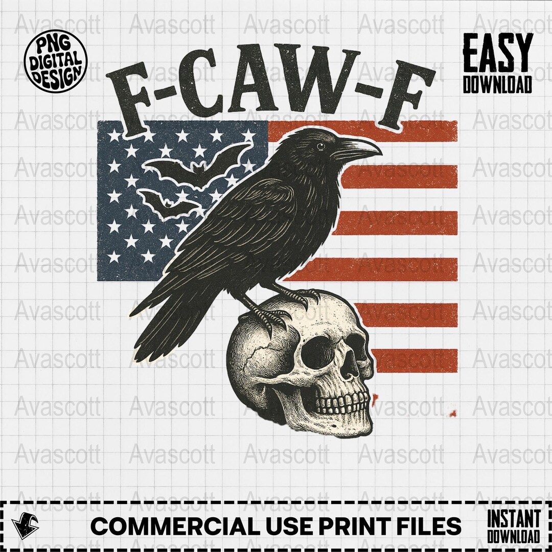 Raven on Skull PNG, American Flag, Bat Design (digital Download) - Etsy