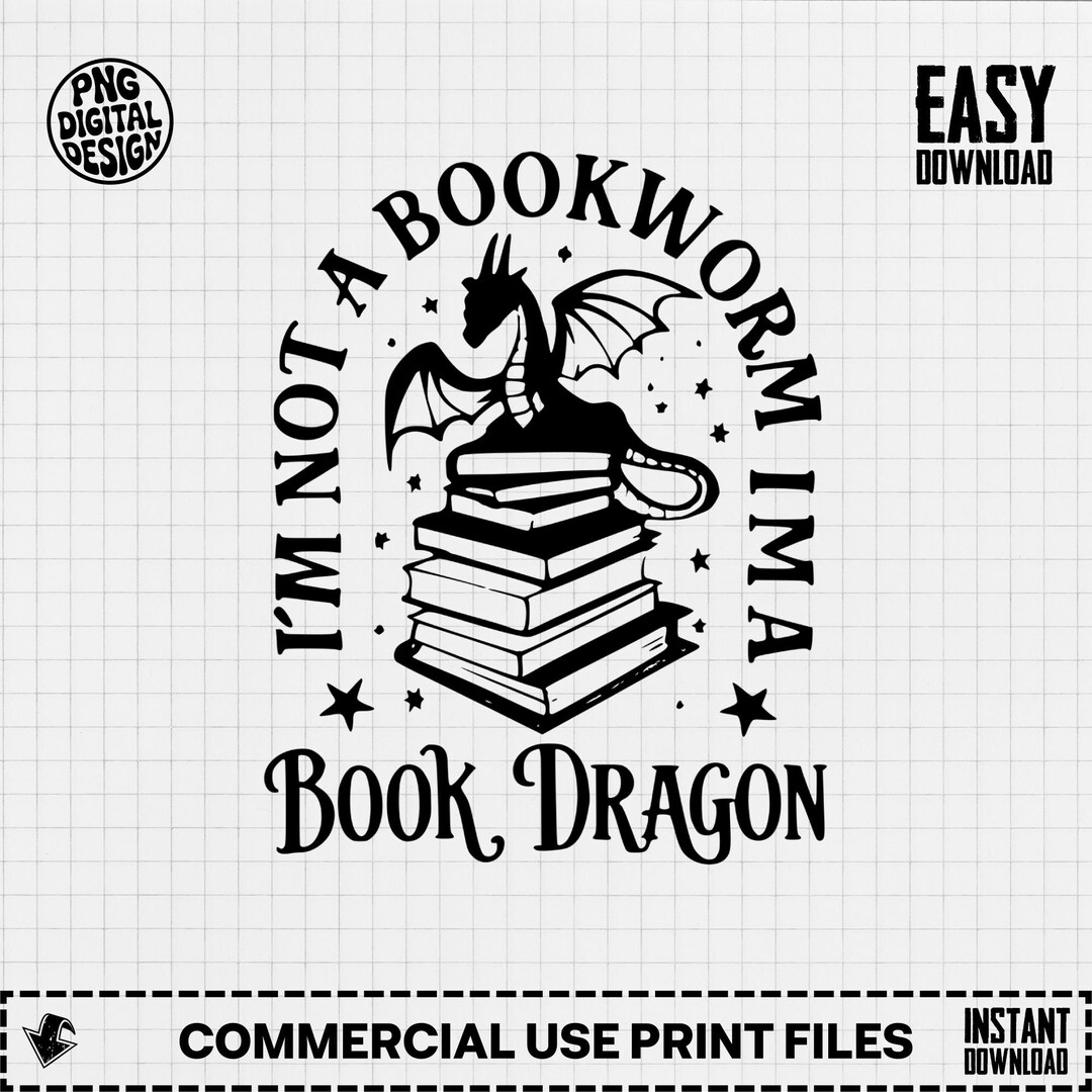 Book Dragon PNG, Bookworm Design, Fantasy Art (digital Download) - Etsy