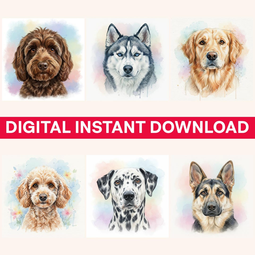 Watercolor Dog Breed Clipart, Pet Lover Art (digital Download) - Etsy