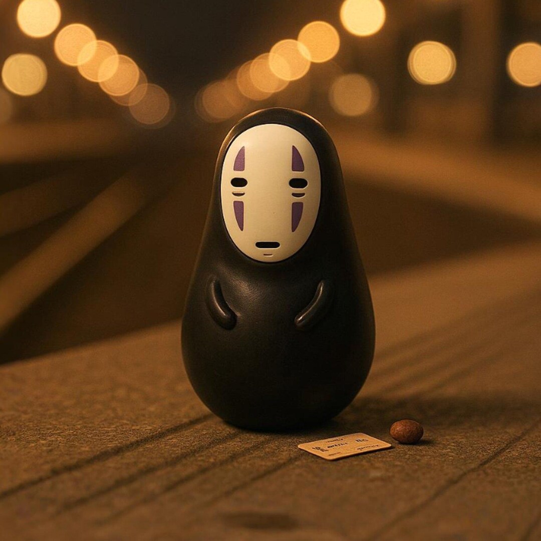 Small Handpainted Kaonashi No Face Inspired Roly-poly Tumbler Doll ...