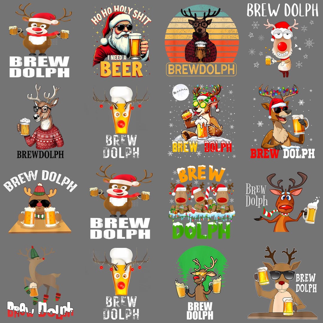 Brew Dolph Funny Reindeer Christmas PNG – Holiday Beer Drinking Humor ...