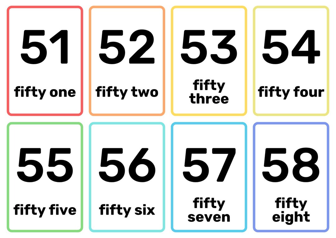 Numbers 51 - 100 Flash Cards - Autism Learning Resources - Etsy