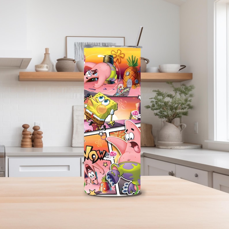 Spongebob Cartoon Tumbler Wrap • Spongebob 20oz Skinny PNG (digital ...