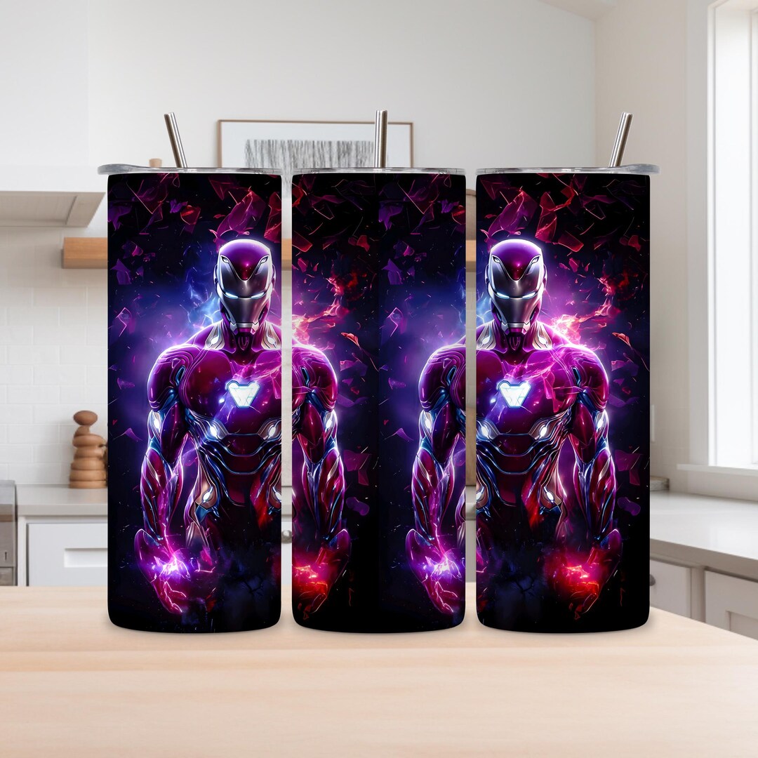 Iron Hero Tumbler Wrap | Futuristic Armor 20oz Skinny Cup Sublimation ...