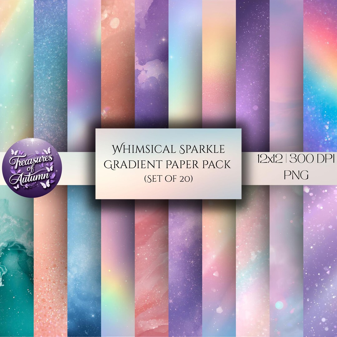 Sparkle Gradient Digital Paper Pack Bundle: Pastel Glitter Textures - Etsy