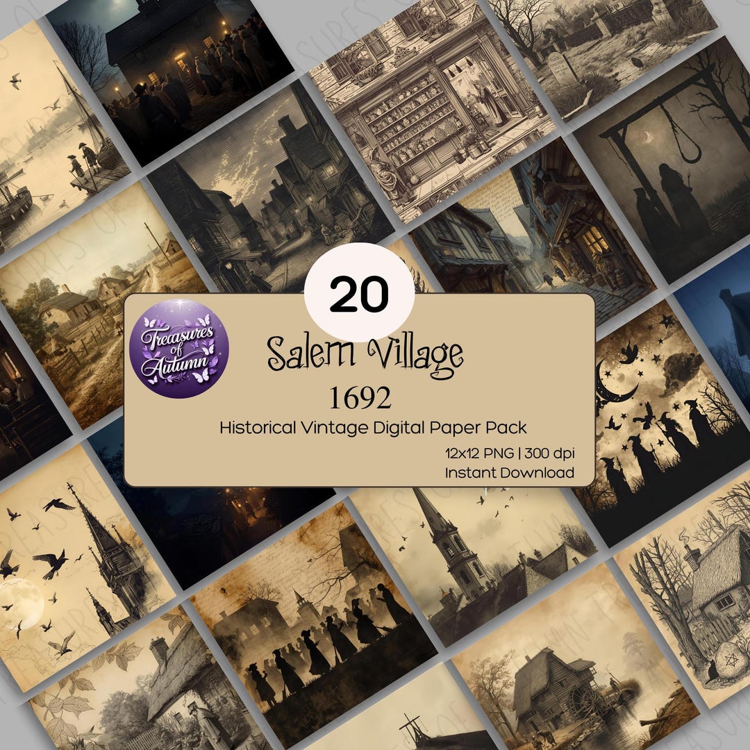 Salem Village 1692 Digital Paper Pack – Historical Vintage Backgrounds ...