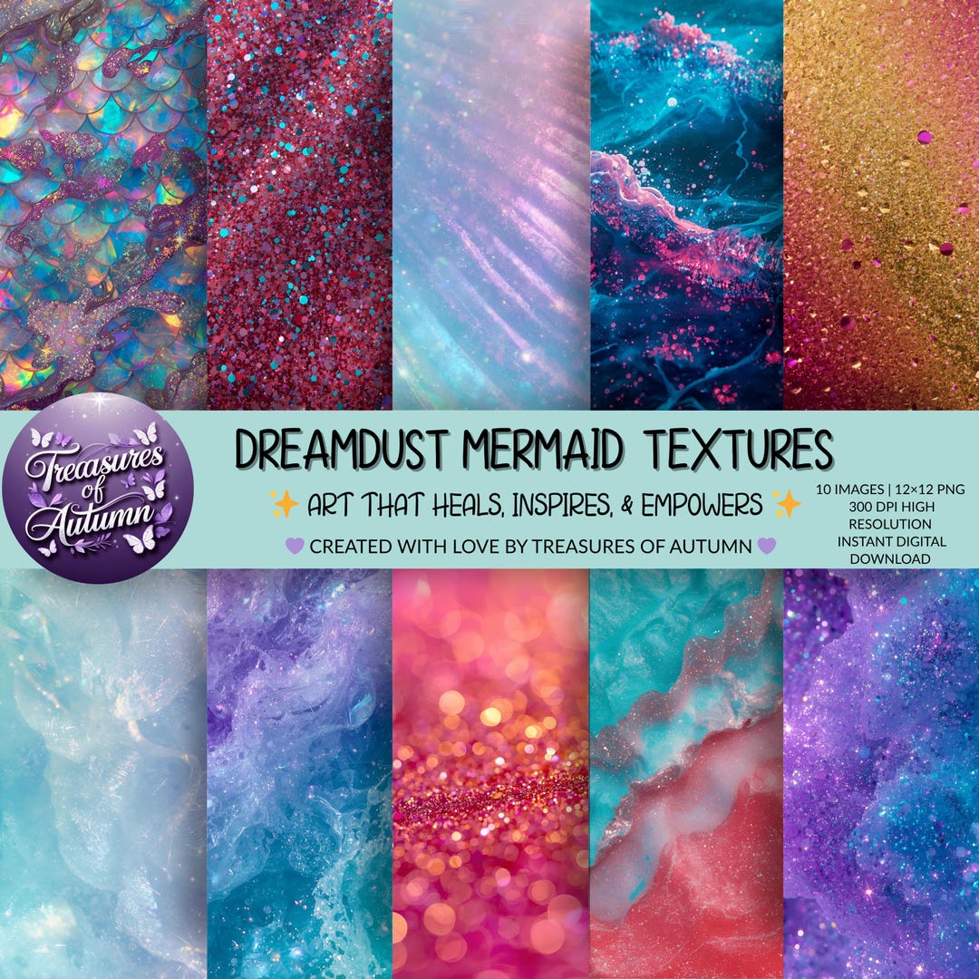 Iridescent Mermaid Textures – Holographic Digital Paper (digital ...