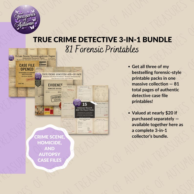 True Crime Forensic Detective Bundle – Homicide Files, Autopsy Pages ...
