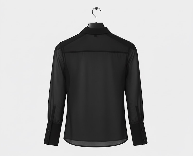 Men’s Sheer Black Shirt - See-through Mesh Button Up, Long Sleeve ...