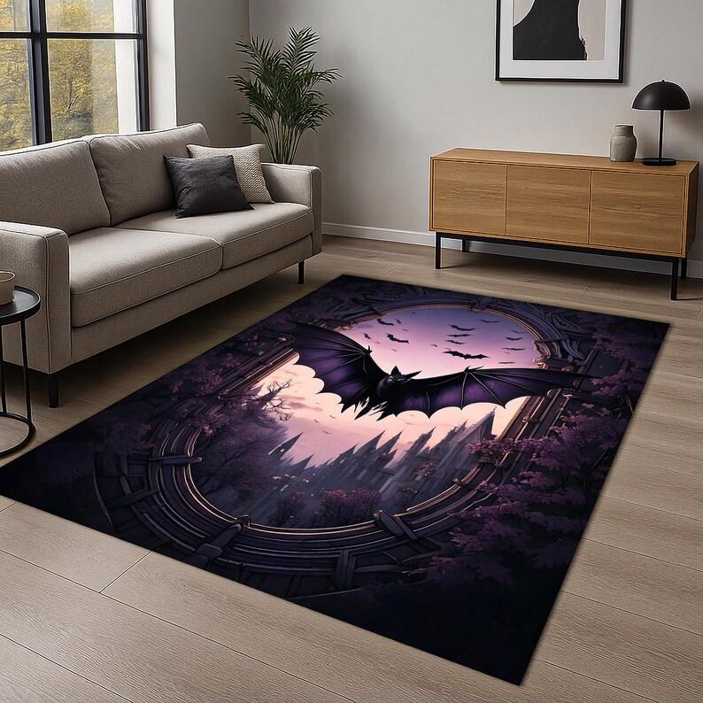 Gothic Bat Castle Rug, Dark Romance Vampire Decor, Moonlit Gothic ...