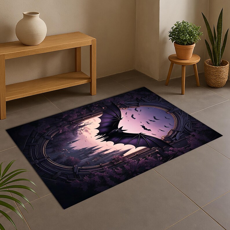 Gothic Bat Castle Rug, Dark Romance Vampire Decor, Moonlit Gothic ...