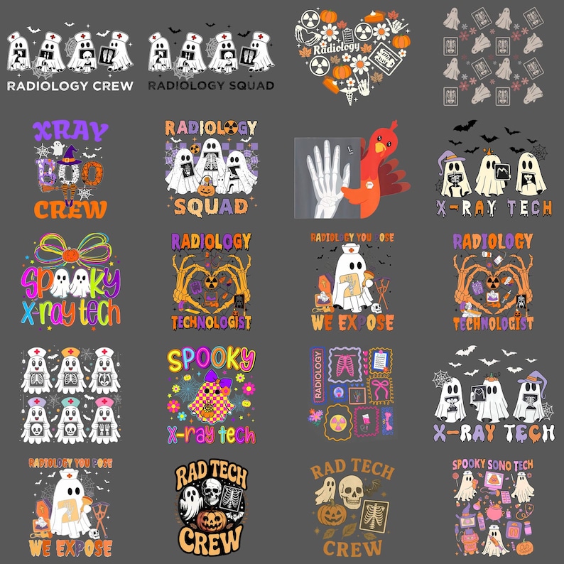 Halloween Rad Tech Floral Ghost PNG, Funny Spooky Medical Halloween ...