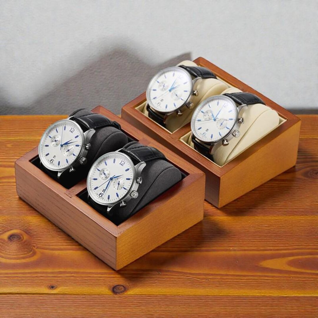 Modern Angled Wood Watch Holder Case | Open Face Watch Display for ...
