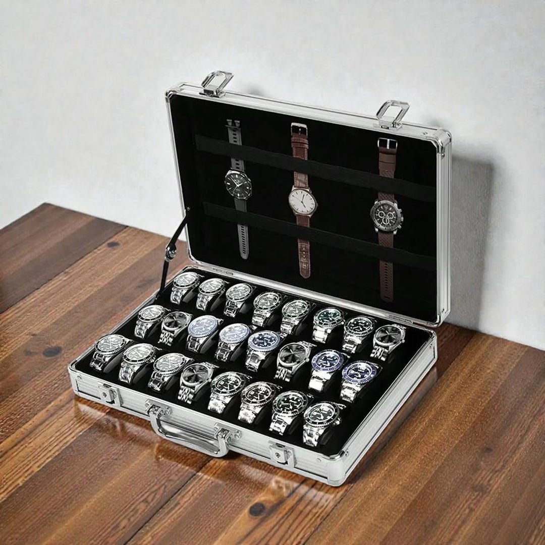 Aluminum Briefcase Watch Display Case | 24/32 Slot Large Watch ...