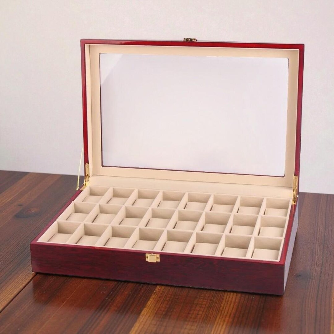Extra Large 24 Slot Wooden Watch Box, 24 Slot High-gloss Wooden Watch ...