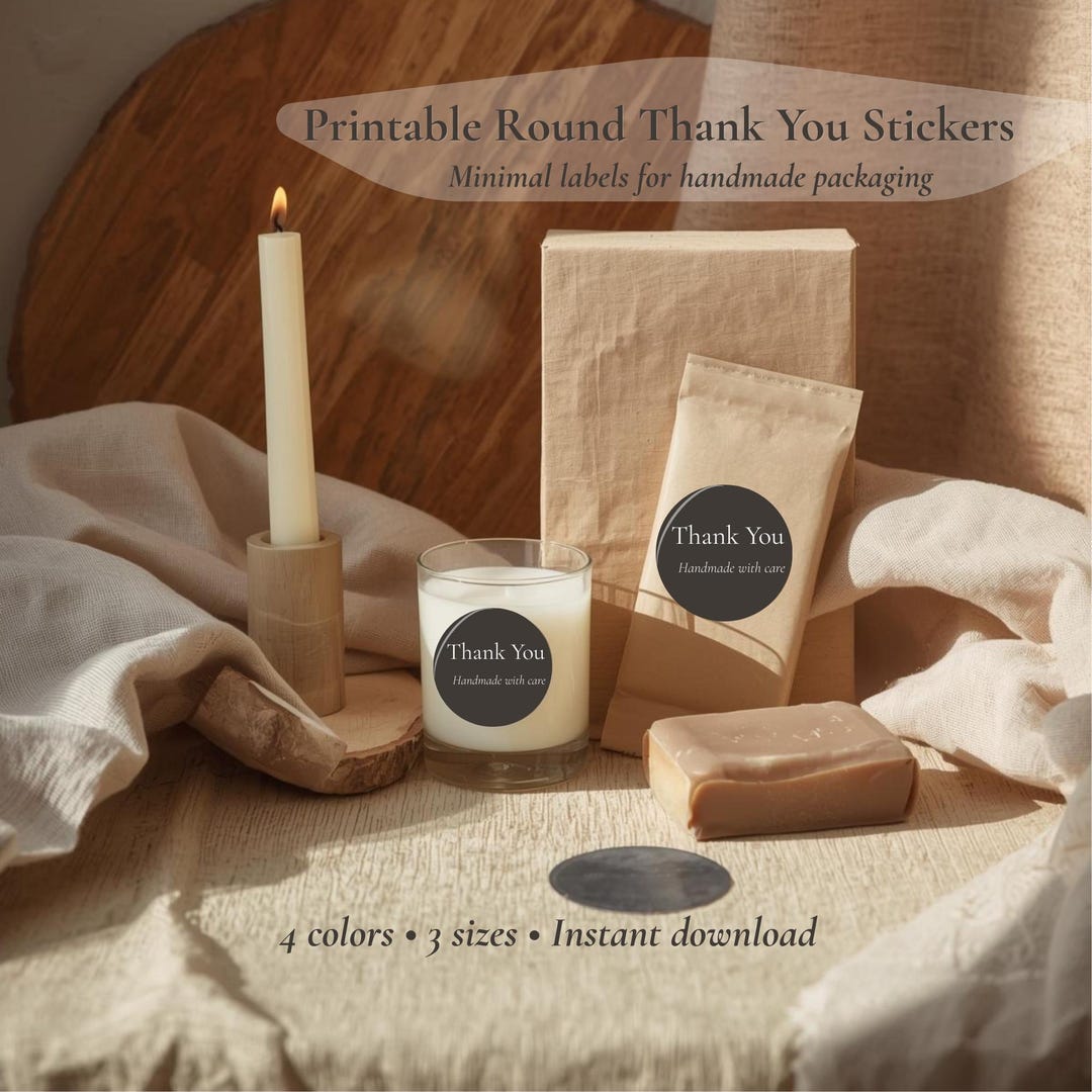 Printable Thank You Stickers for Gifts | Minimal Round Labels for ...