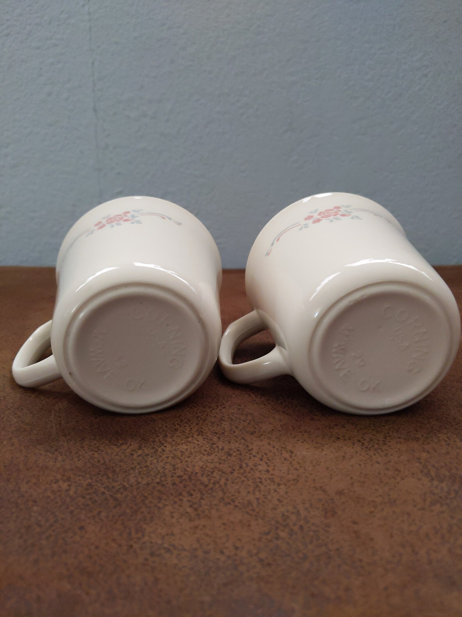 Set of 2 Vintage Corning Cups Coffee Tea Blue Pink Floral Design - Etsy
