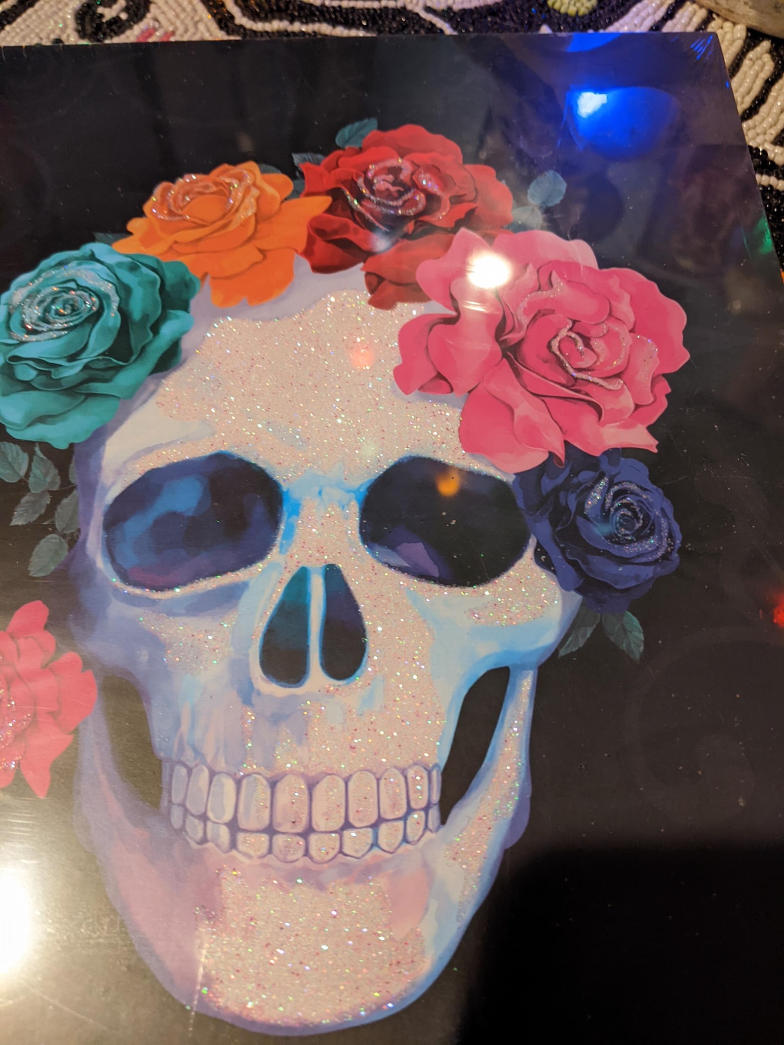 Halloween Skeleton Wall Box Set Gothic Floral Glitter Sparkly Spooky ...