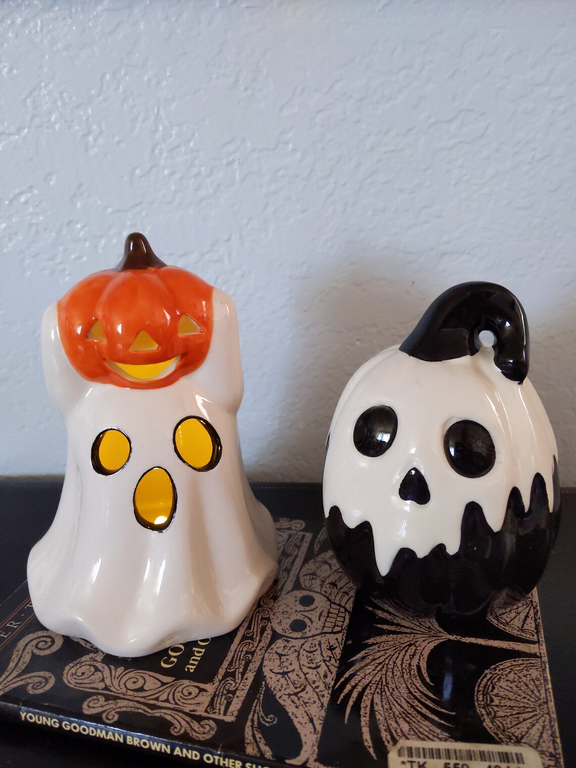 Darling Light up Halloween Figurines 6 Inch Ghost Ghoulish Pumpkin SET ...