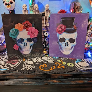 Halloween Skeleton Wall Box Set Gothic Floral Glitter Sparkly Spooky ...