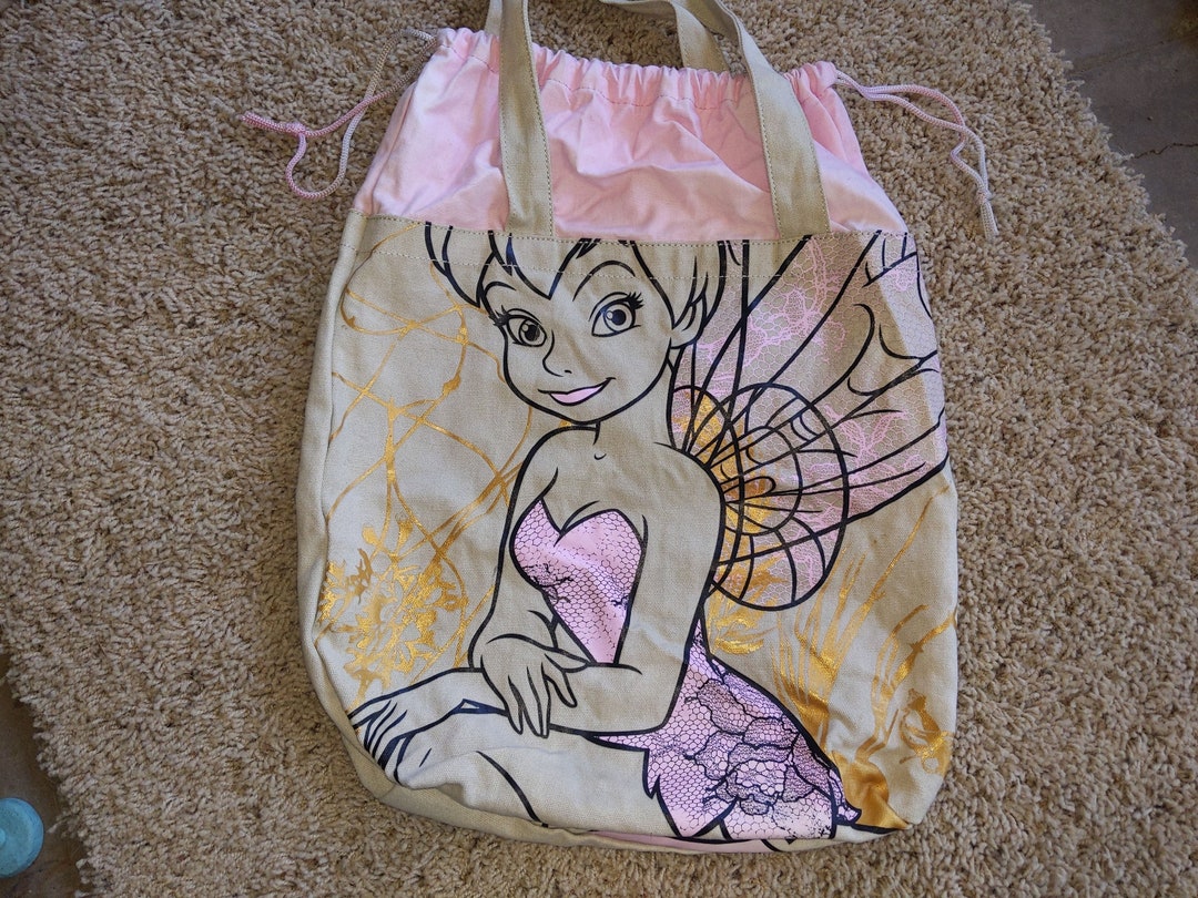 Disney Tinkerbell Tote Natural and Pink Darling for Kids or Adults ...