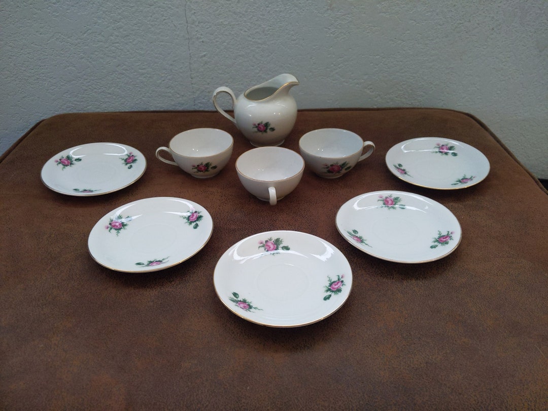 Darling Vintage Kahla Child's Tea Set Roses Buds Gold Rim 10PCS Creamer ...
