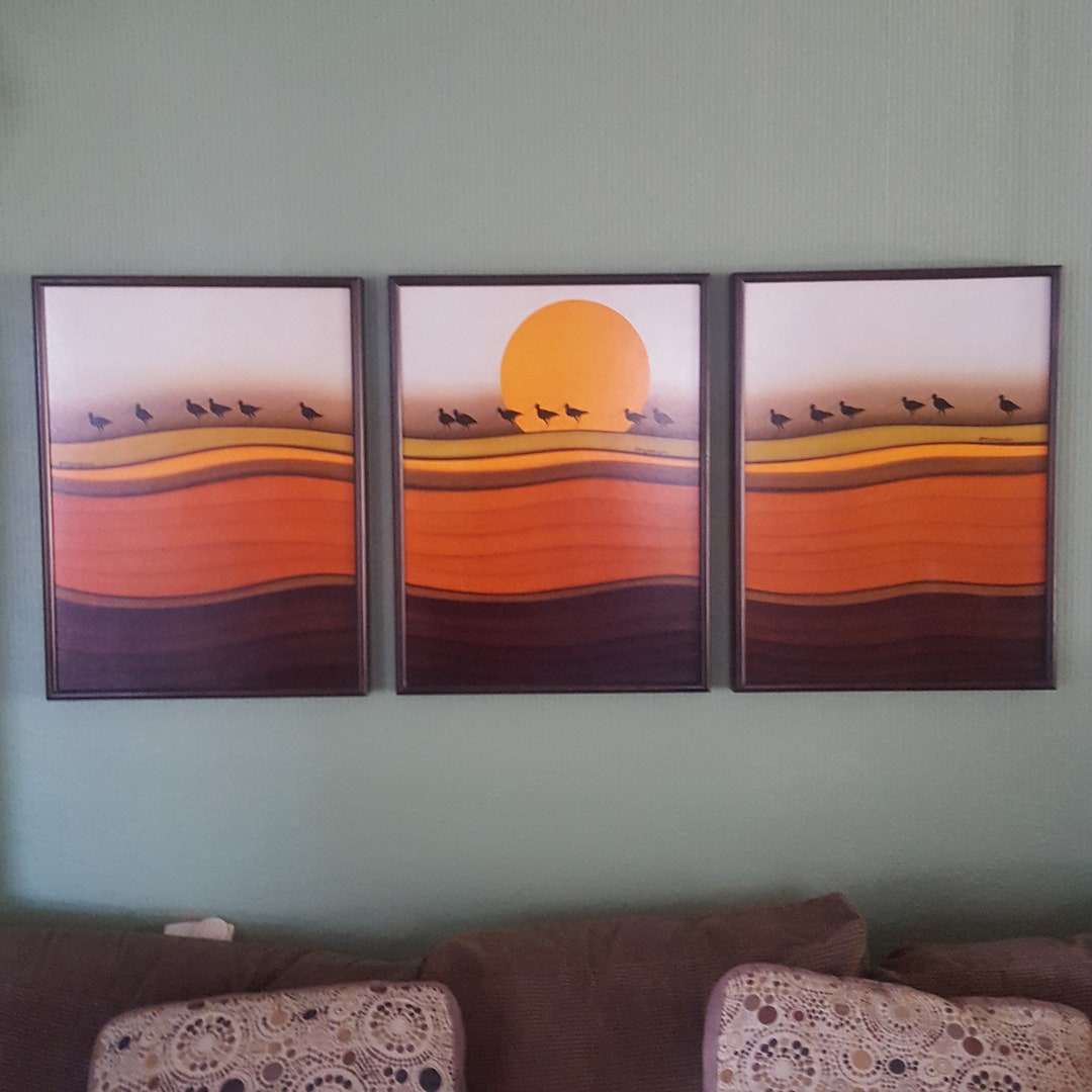 Joanne Scott 3 Panel Painting ORIGINAL 1977 Mid Century Modern Art ...