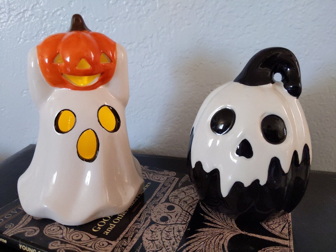 Darling Light up Halloween Figurines 6 Inch Ghost Ghoulish Pumpkin SET ...