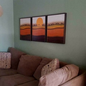 Joanne Scott 3 Panel Painting ORIGINAL 1977 Mid Century Modern Art ...