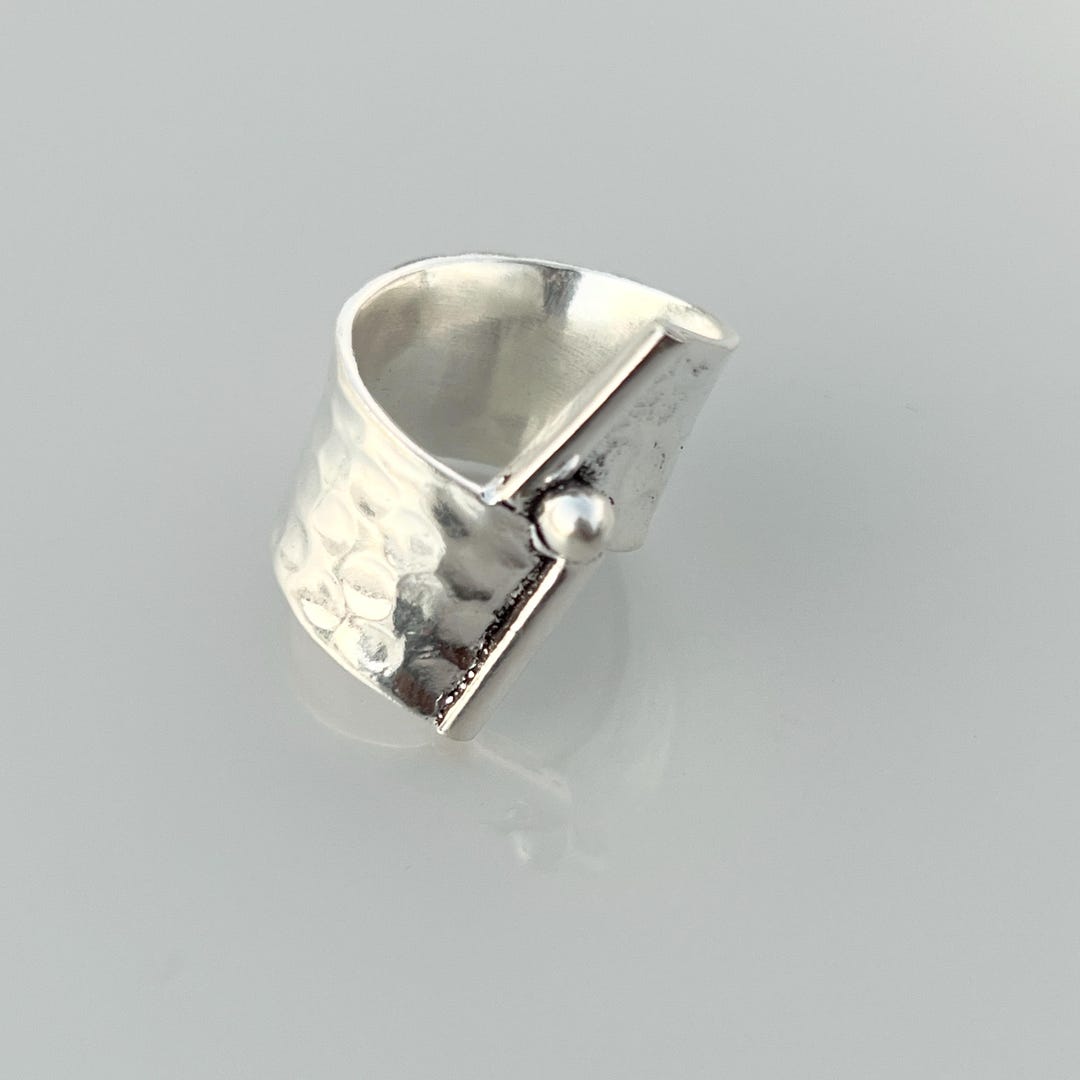 Wide Hammered Sterling Silver Ring, Handcrafted Adjustable Open Band ...