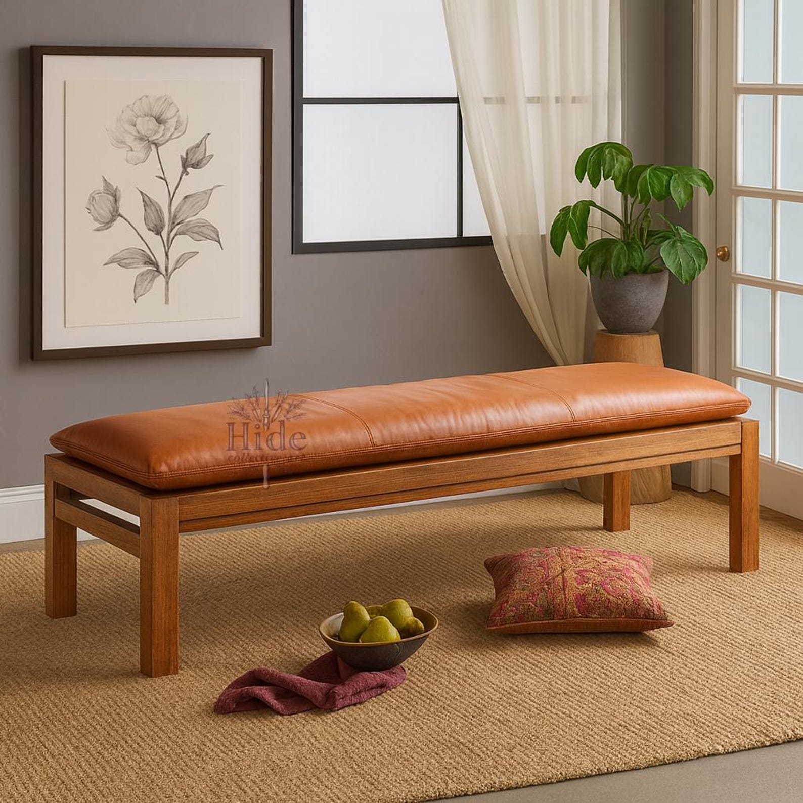 Custom Leather Bench Cushion With Foam Insert – Handmade Buffalo ...