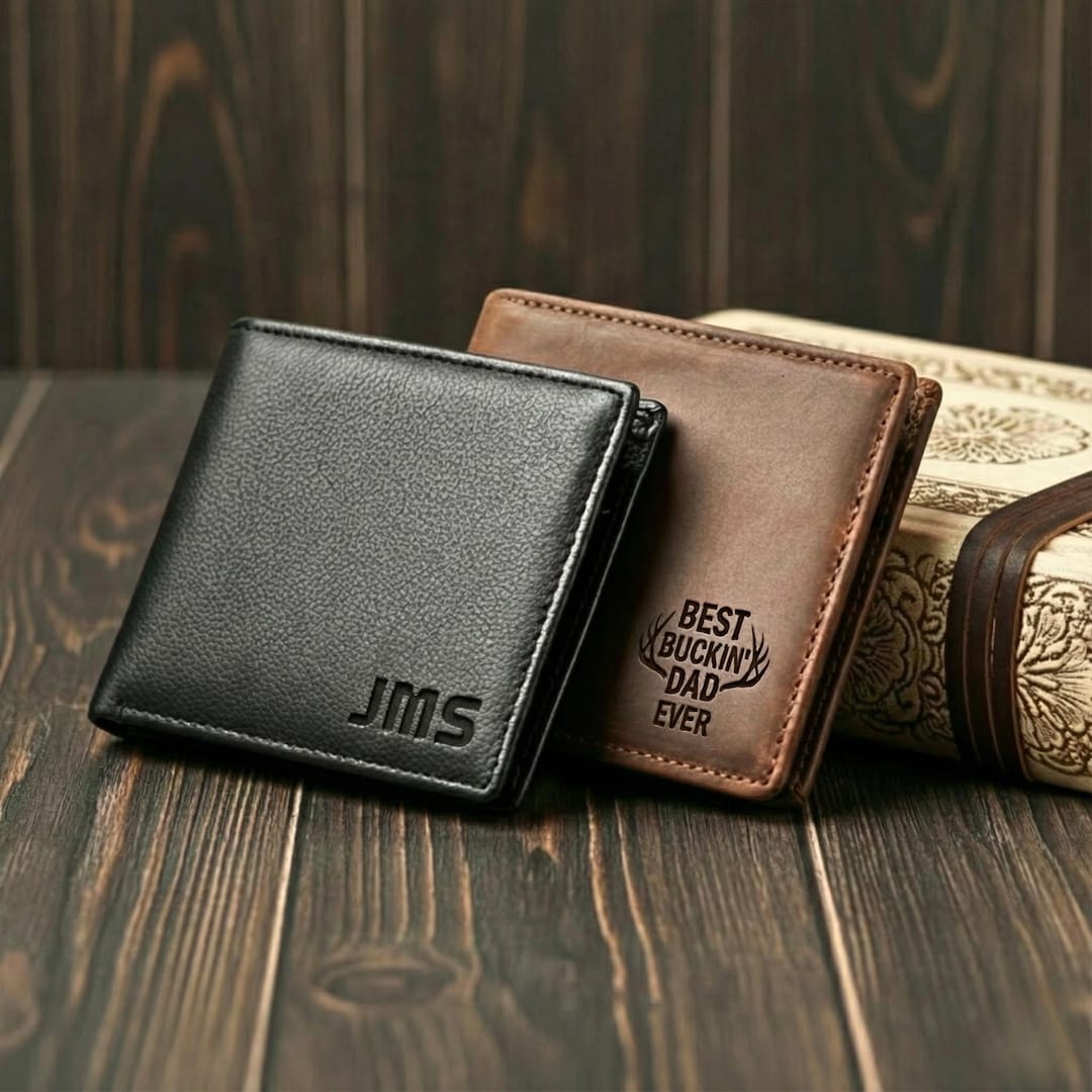 Personalized Leather Wallet for Men | Custom Engraved Bifold Wallet ...
