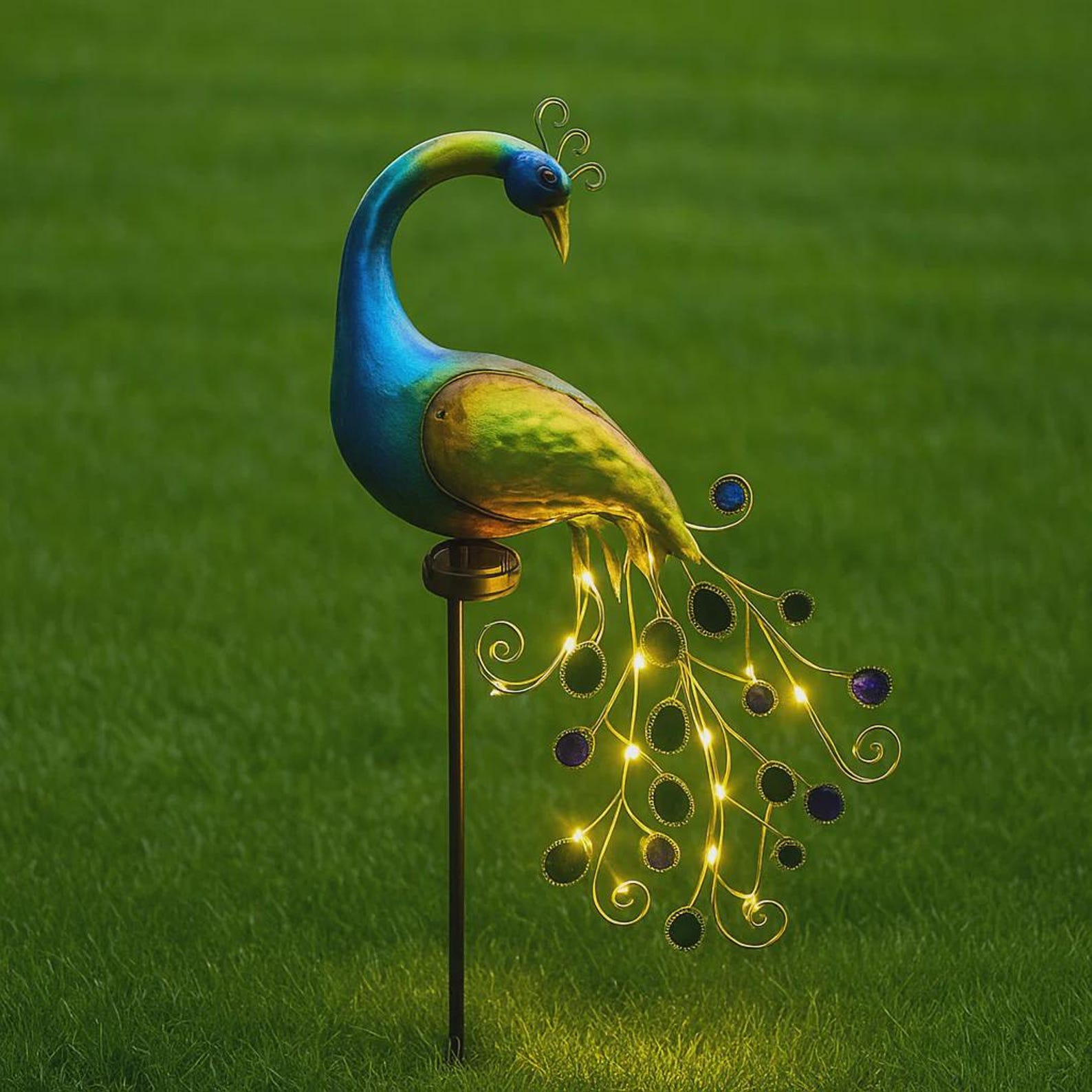 Metal Peacock Solar Garden Light – Outdoor Yard Art - Etsy